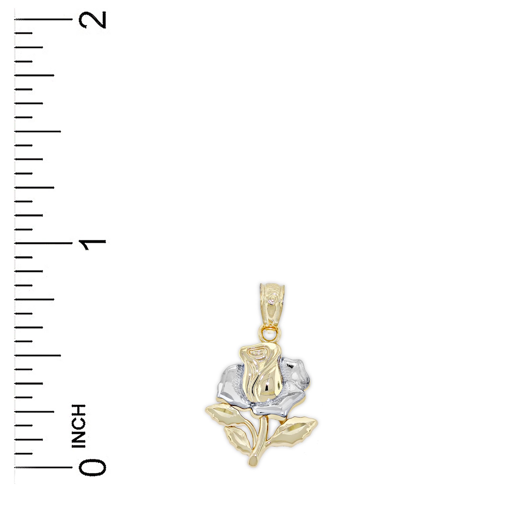 CA CHARMAMERICA Gold Rose Charm Pendant - 10 Karat Gold - Flower Rose Jewelry - Valentines Day Gift, Mother's Day Gift (Style 2)