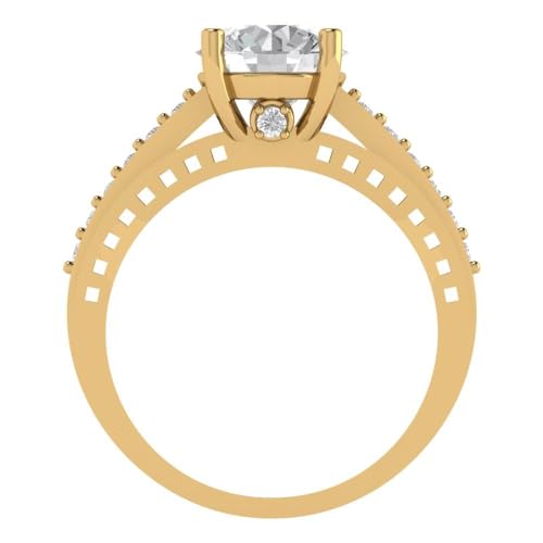 Clara Pucci 2.21 ct Round Cut Genuine Lab Grown Diamond SI1-SI2 J-K 14K Yellow Gold Bridal Wedding Engagement Designer Ring size 3.5