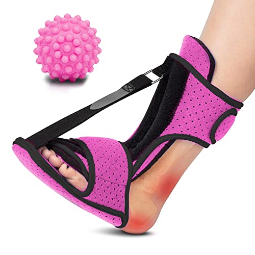 Lamaral Plantar Fasciitis Night Splint: Foot Brace with Massage Ball | Effective for Foot Pain Relief by Plantar Fasciitis Achilles Tendonitis Foot drop Flat Arch Heel Spur | Comfortable & Easy Use for Women Men