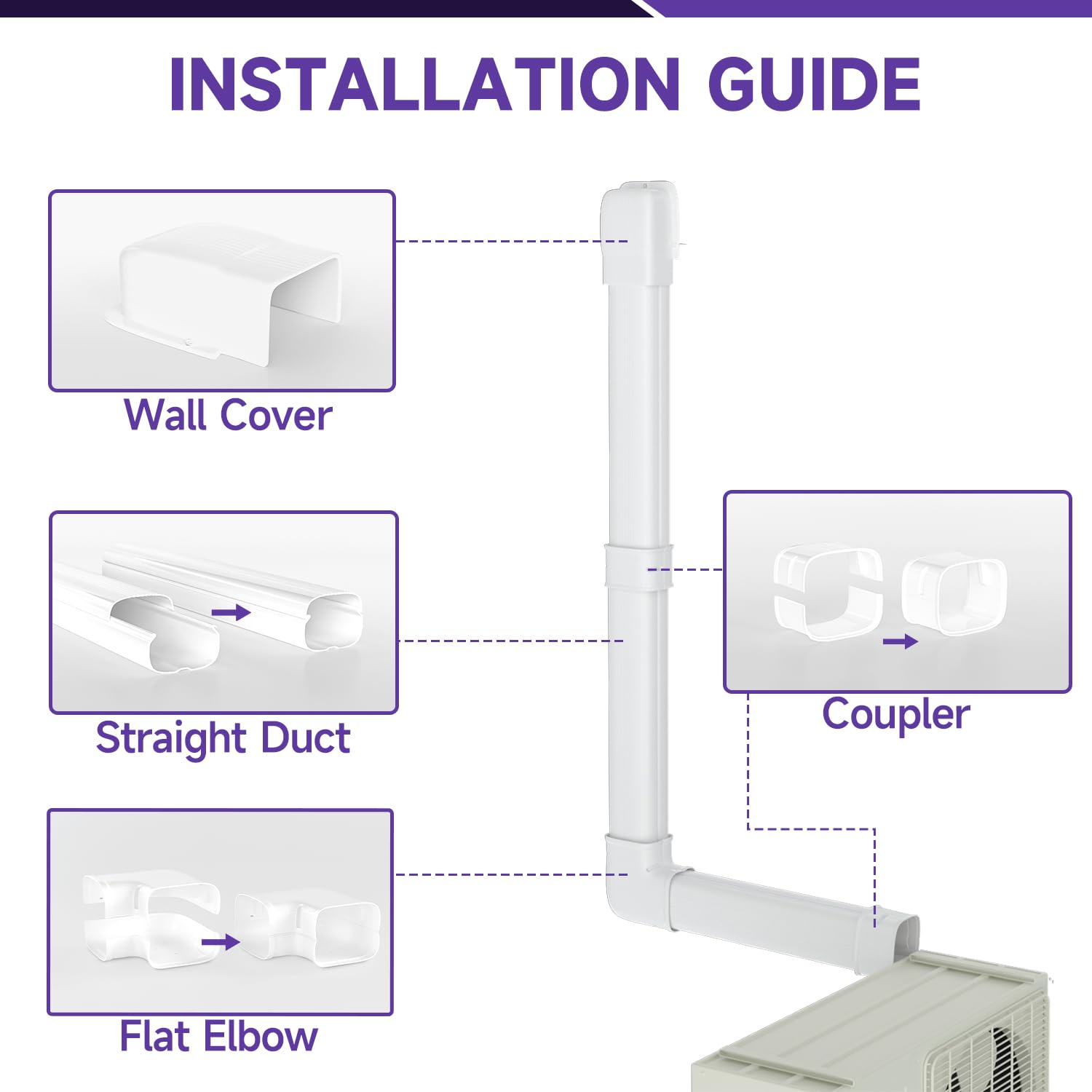 Cestluck 5'' 11 Ft Mini Split Line Set Cover Kit, PVC Decorative Pipe Line Cover Kit for Mini Split Air Conditioner, Central AC and Heat Pumps