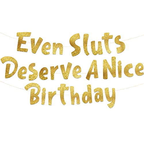 Funny Girls Gold Birthday Glitter Banner – Happy Birthday Party Supplies, Ideas, and Gifts – 21st, 22nd, 23rd,24th, 25th, and 30th Adult Birthday Decorations