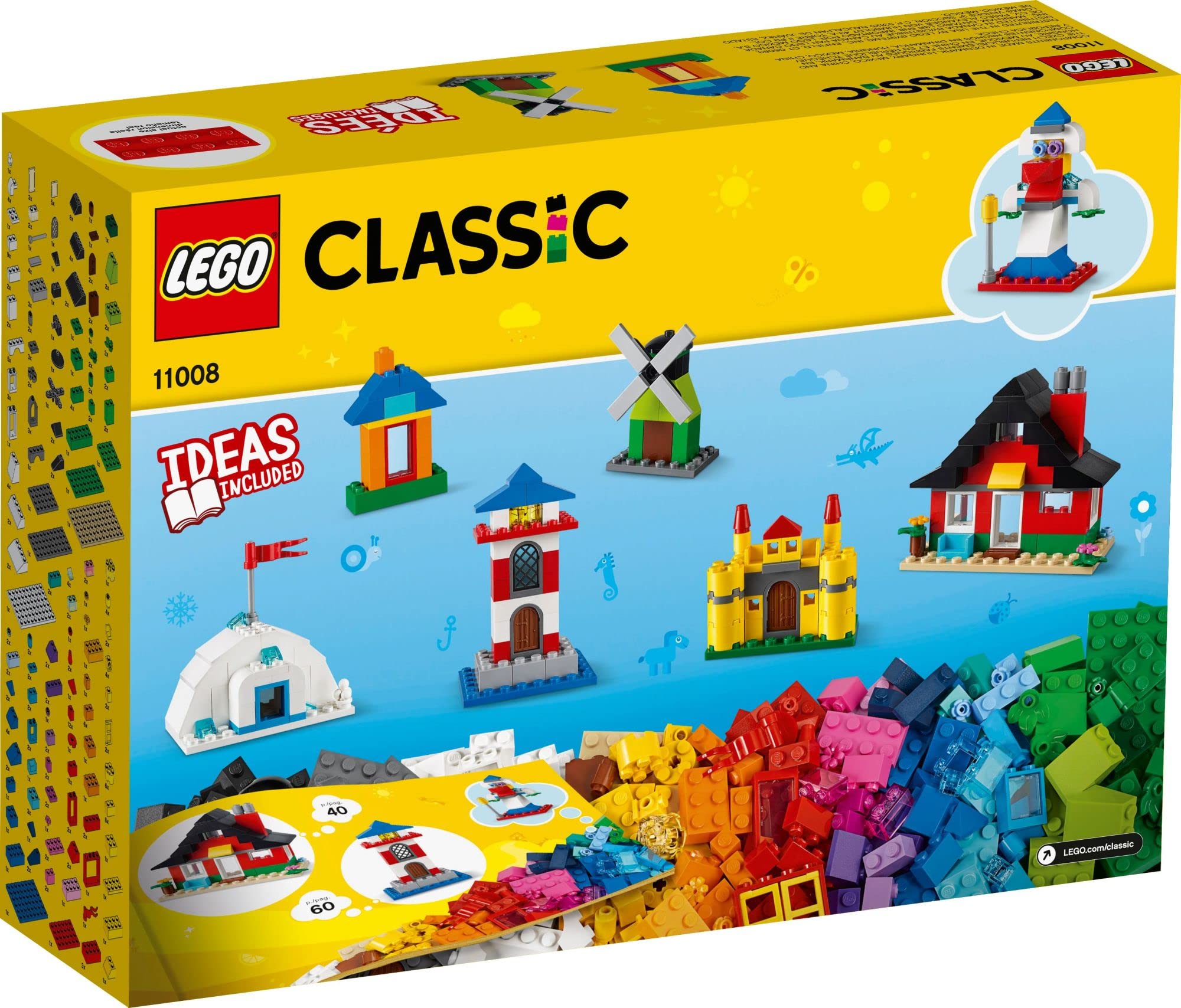 LEGO Classic Bricks and Houses 11008 Kids’ Building Toy Starter Set with Fun Builds to Stimulate Young Minds (270 Pieces)