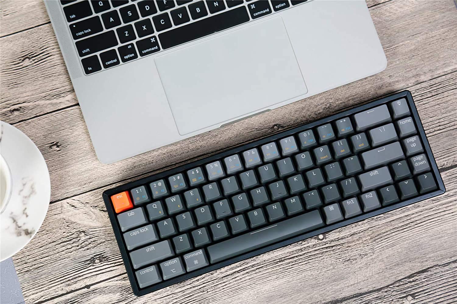 Keychron K6 Hot Swappable Wireless Bluetooth 5.1/Wired Mechanical Gaming Keyboard, 65% Compact 68-Key RGB LED Backlit N-Key Rollover, Aluminum Frame for Mac Windows Gateron G Pro Red Switch