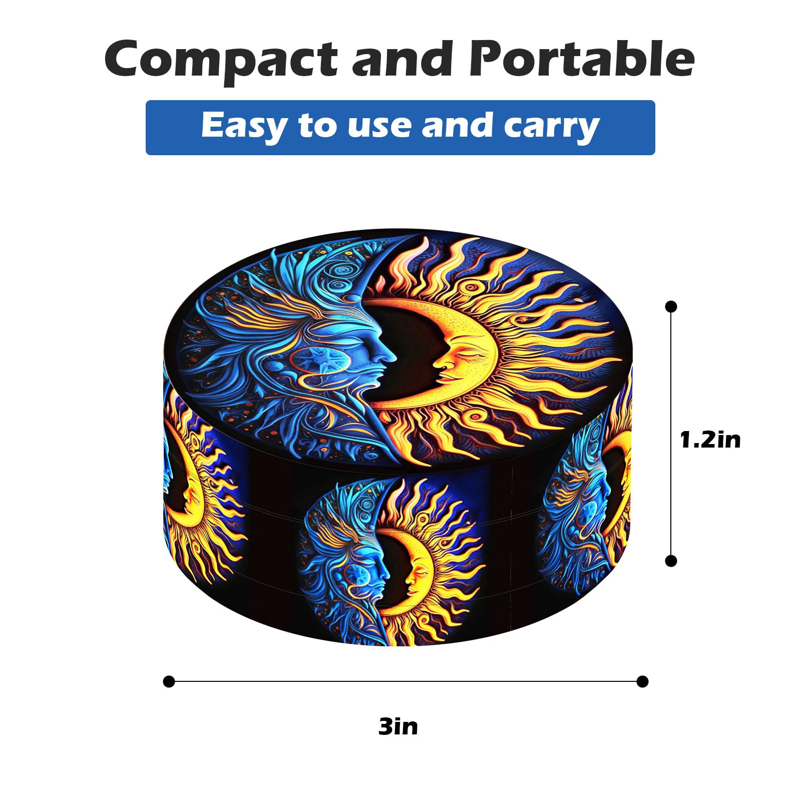 FIREEYE Grinder Spice Grinder Blue Sun and Yellow Moon 3 Inch