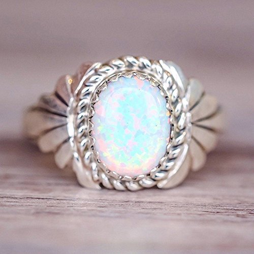 Chunky Rings Set 8Pcs Rings Set Natural Gemstone Fire Opal Diamond Ring Wedding Engagement Jewelry Retro Party Band Rings Rose Gold Silver