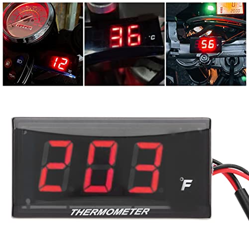 Digital Motorcycle Water Thermometer 32~248°F Temperature Range High Resolution Digital Display Motorcycle Thermometer Stable (Red)