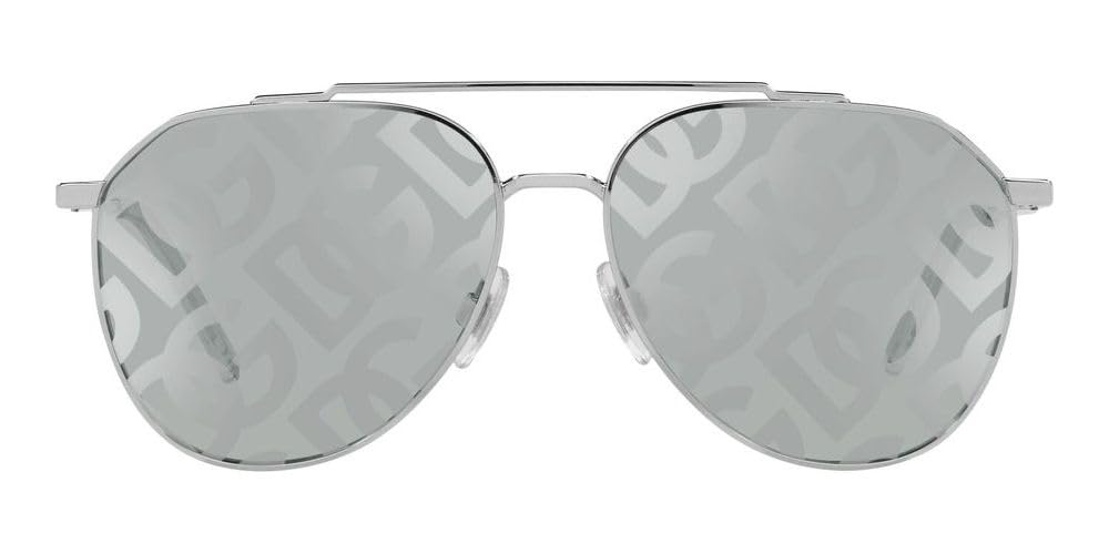 Dolce & Gabbana DG 2296 05/AL Silver Metal Aviator Sunglasses Silver Mirror Lens