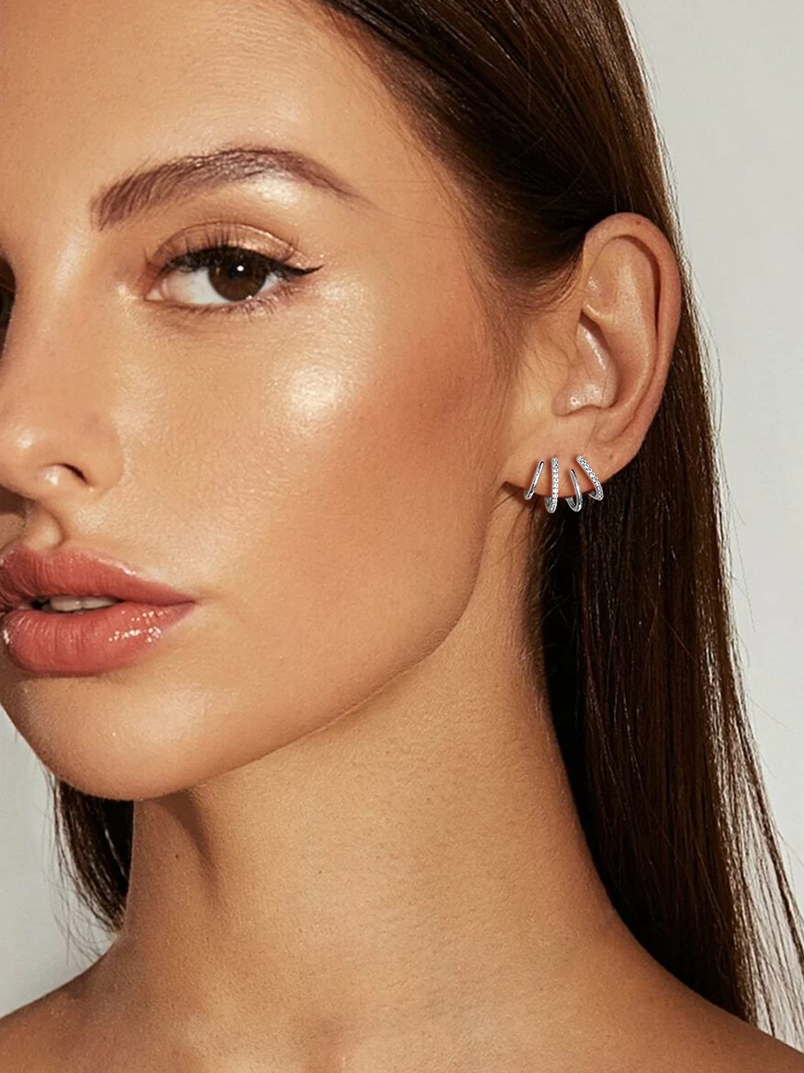 Claw Earrings for Women Gold Plated Ear Cuff Earrings Double Hoop Huggie Earrings for Single Piercing