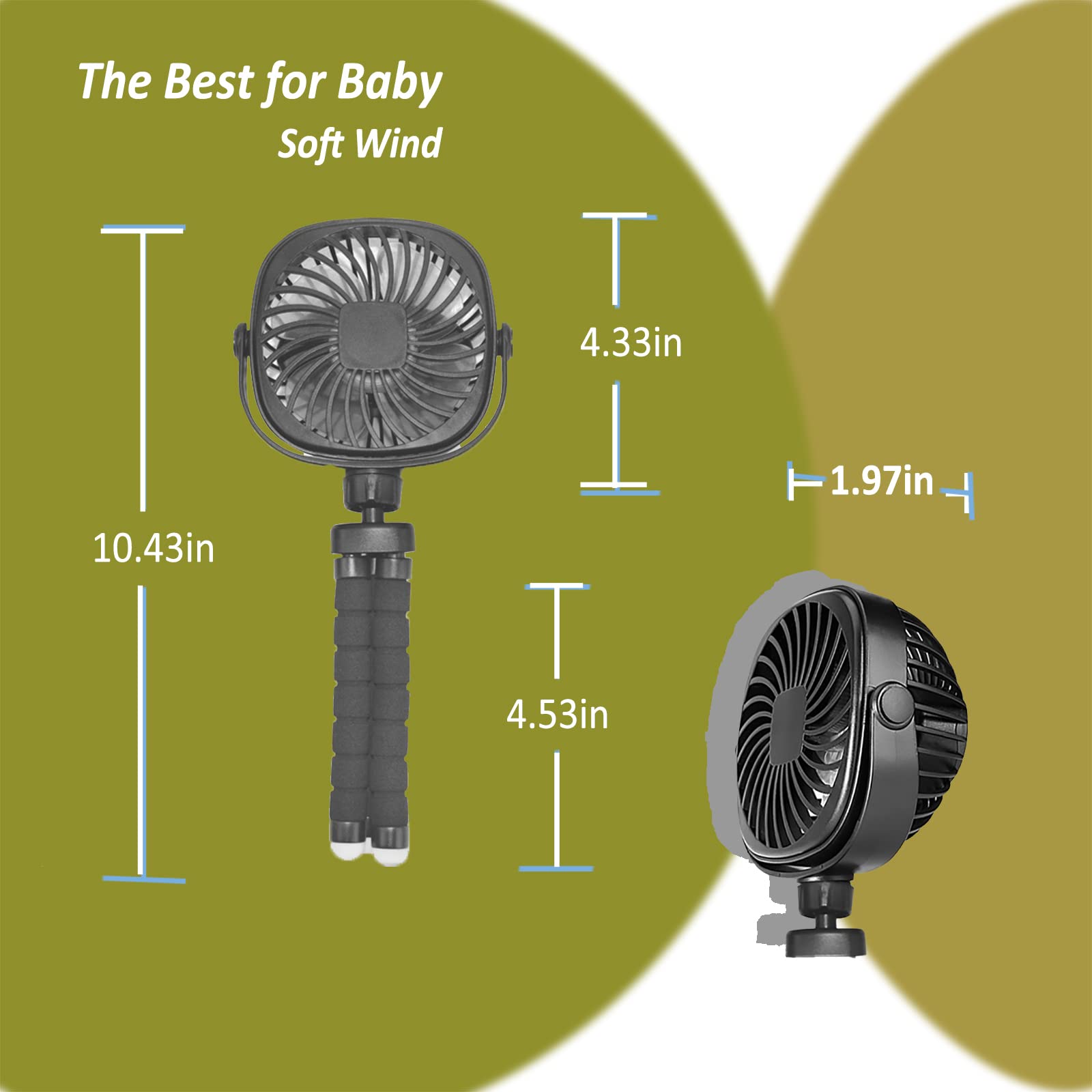 ceyoom Portable Stroller Fan, Mini Handheld USB Fan with Flexible Tripod Fix on Stroller, Battery Powered Personal Fans for Baby Stroller and Car Seat,Stroller Clip On Fan Travel Accessories
