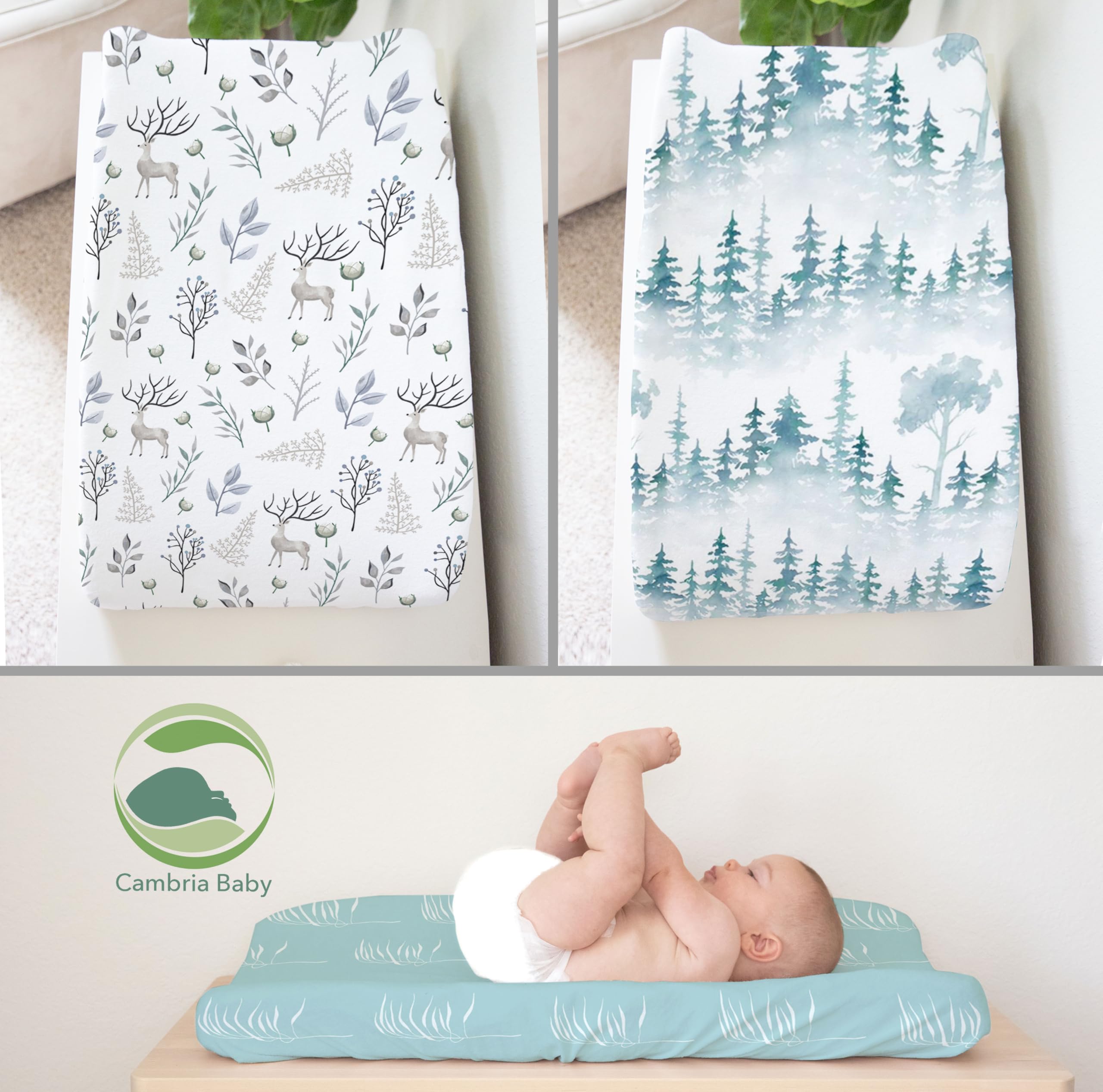 Cambria Baby 100% Organic Cotton Changing Pad Covers or Cradle Sheets with Reinforced Safety Strap Holes. Soft, Pre-Shrunk, and Machine Washable (Roses, Mums and Pink)