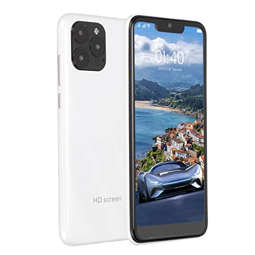 iP13 Pro MAX Unlocked Smartphone, 6.1in 3GB 32GB Face ID Cell Phone Unlocked for Android 6.0, MT6799 10 Core,Dual SIM, 5MP 8MP Dual Camera, 2800mAh Mobile Phone Support 128GB Expandable(White)