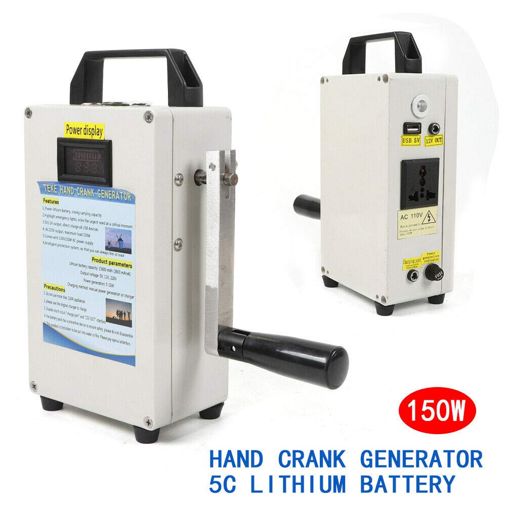 DENESTUS Portable Hand Manual Crank Emergency Power Generator USB Charger SOS Camping Household Power Supply Emergency Charger 110V