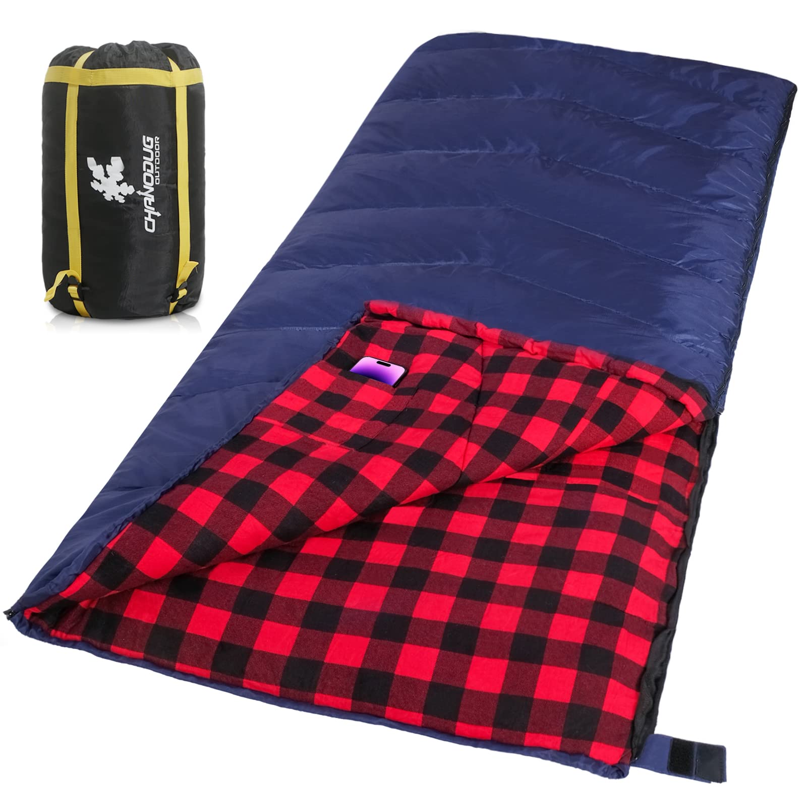 CHANODUG Camping Sleeping Bag for Adults and Kids -Lightweight Backpacking Sleeping Bags with Compression Sack - Portable Outdoor Hiking Survival Gear Waterproof Sleeping Bag for Warm & Cold Weather