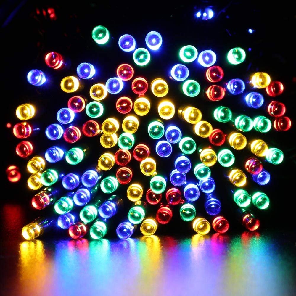 Qedertek Solar String Lights, 72ft 200 LED Fairy Lights, 8 Modes Ambiance Lighting for Outdoor, Patio, Lawn, Landscape, Garden, Home, Wedding (2 Pack, Multi-Color)