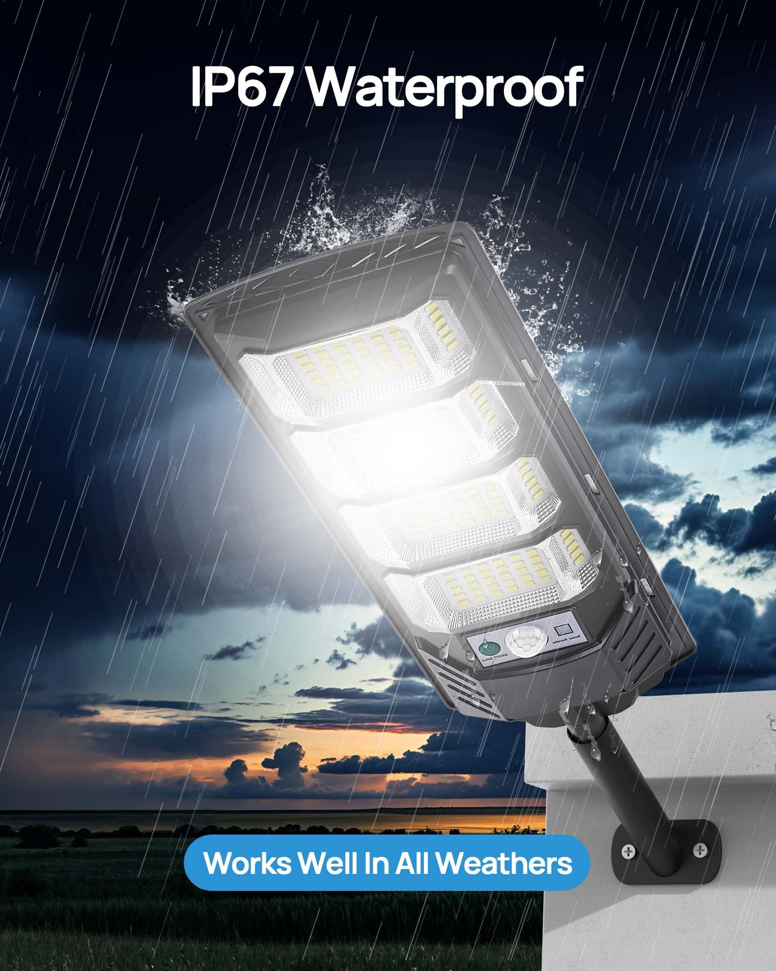 Eontim 200W Solar Street Lights Outdoor, 2 Pack Solar Lights Outdoor Waterproof, 6500K LED Solar Flood Light with Motion Sensor, Dusk to Dawn Outdoor Wide-Angle Security Lighting for Yard, Garage