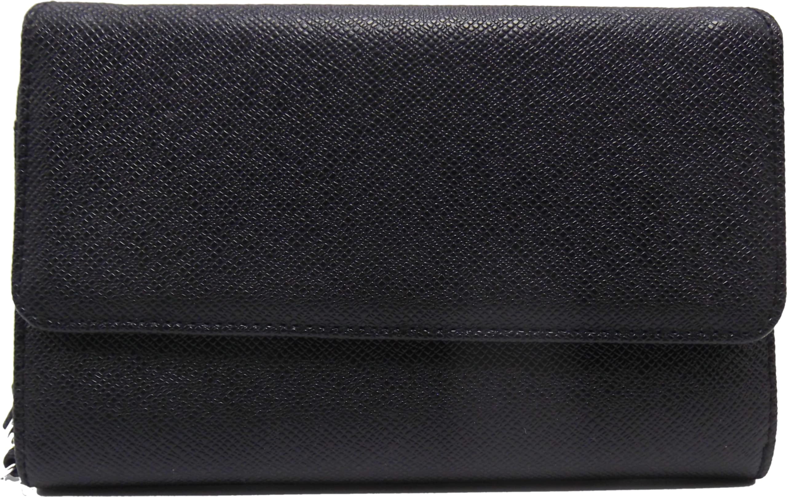 MUNDI Women's Faux Leather MY BIG FAT WALLET Flap RFID Clutch Ladies id694x (Black)