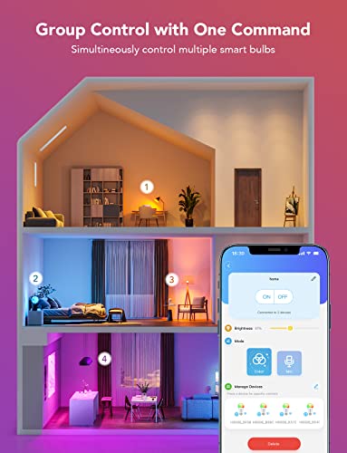 Govee Smart A19 LED Light Bulbs, 1000LM RGBWW Dimmable, Wi-Fi & Bluetooth Color Changing Light Bulbs, Works with Alexa & Google Assistant No Hub Required, 75W Equivalent Smart Bulbs, 2 Pack