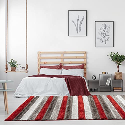 LUXE WEAVERS Lantanas Collection 7119 Red 8x10 Modern Geometric Area Rug