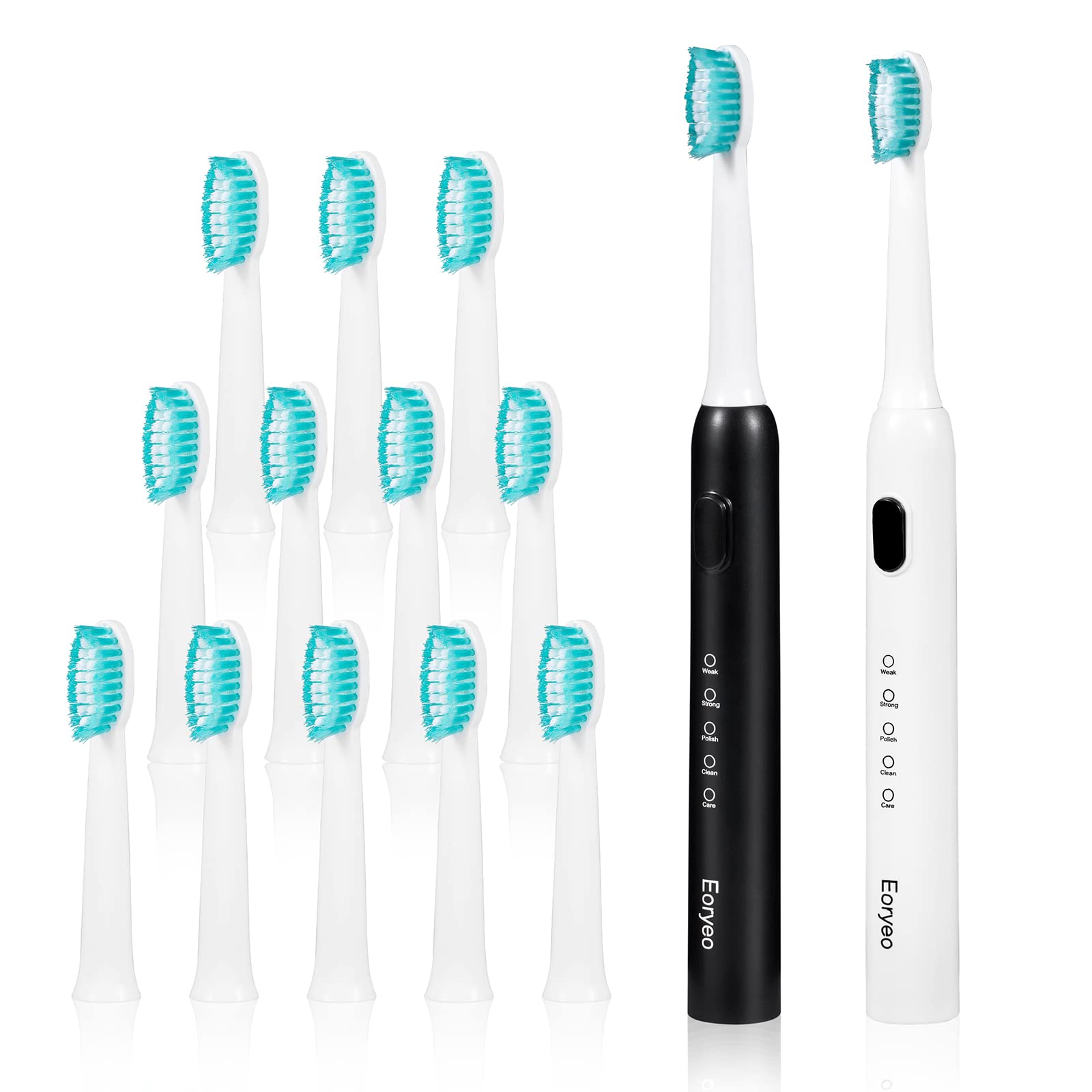 Eoryeo 2 Pack Electric Toothbrush , 30000VPM, Including 12 Brush Heads, 5 Modes, Smart Timer