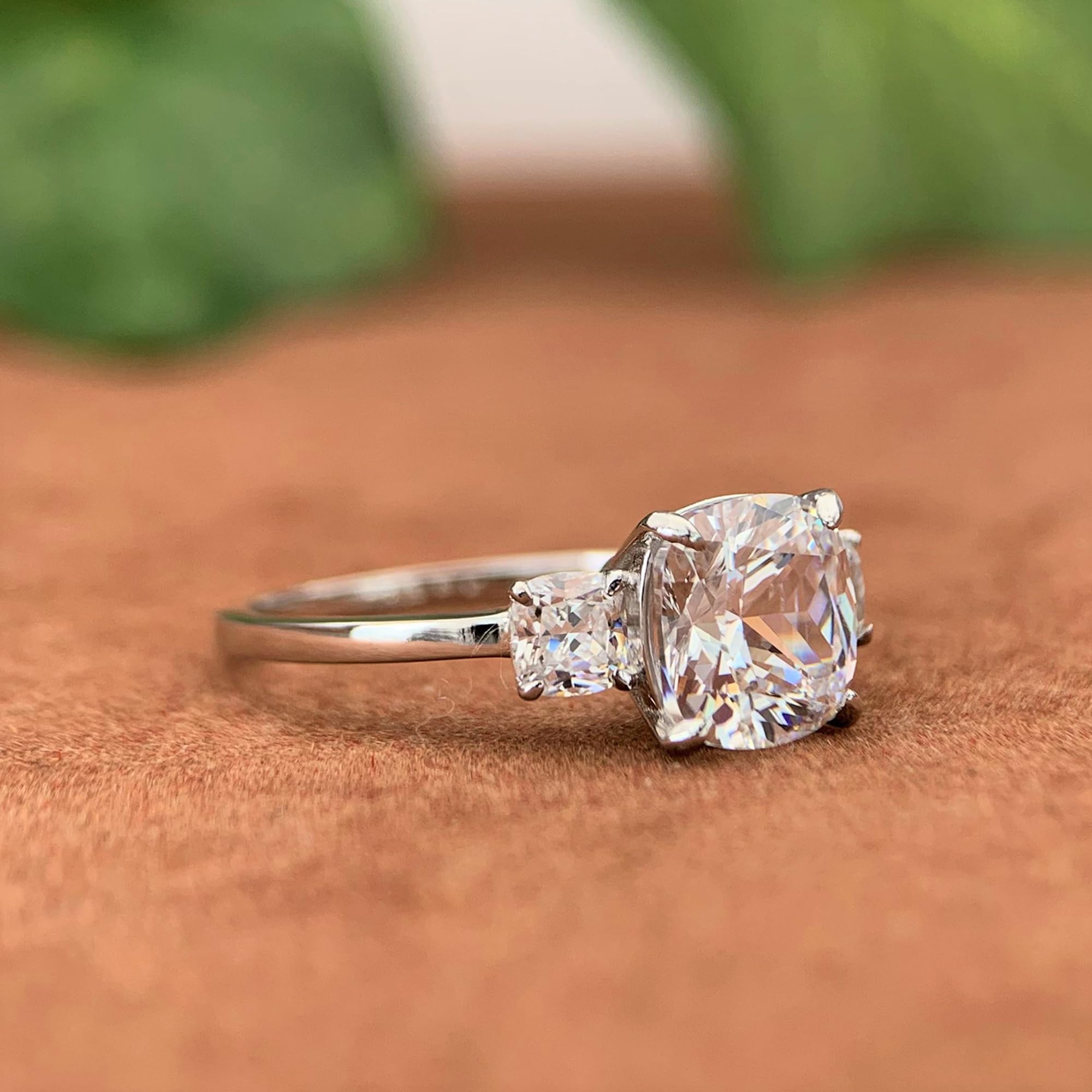 CGSRING 3 Carat Cushion Cut Moissanite Rings, 3 Stone Cushion Cut Moissanite Engagement Ring for Women (7)