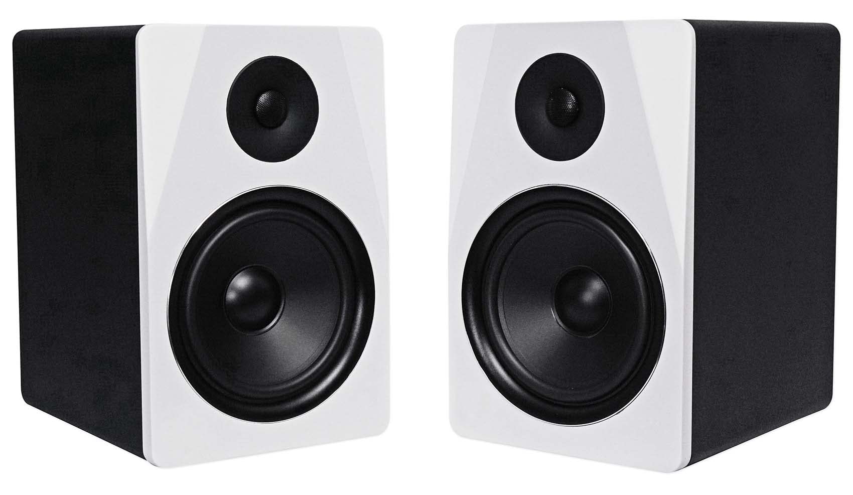 Rockville APM8W Powered USB Studio Monitor Speaker Pair in White, 8", 2-Way, 500W, EQ, MDF Wood, RCA/XLR, Perfect for Studios, Recording, Music