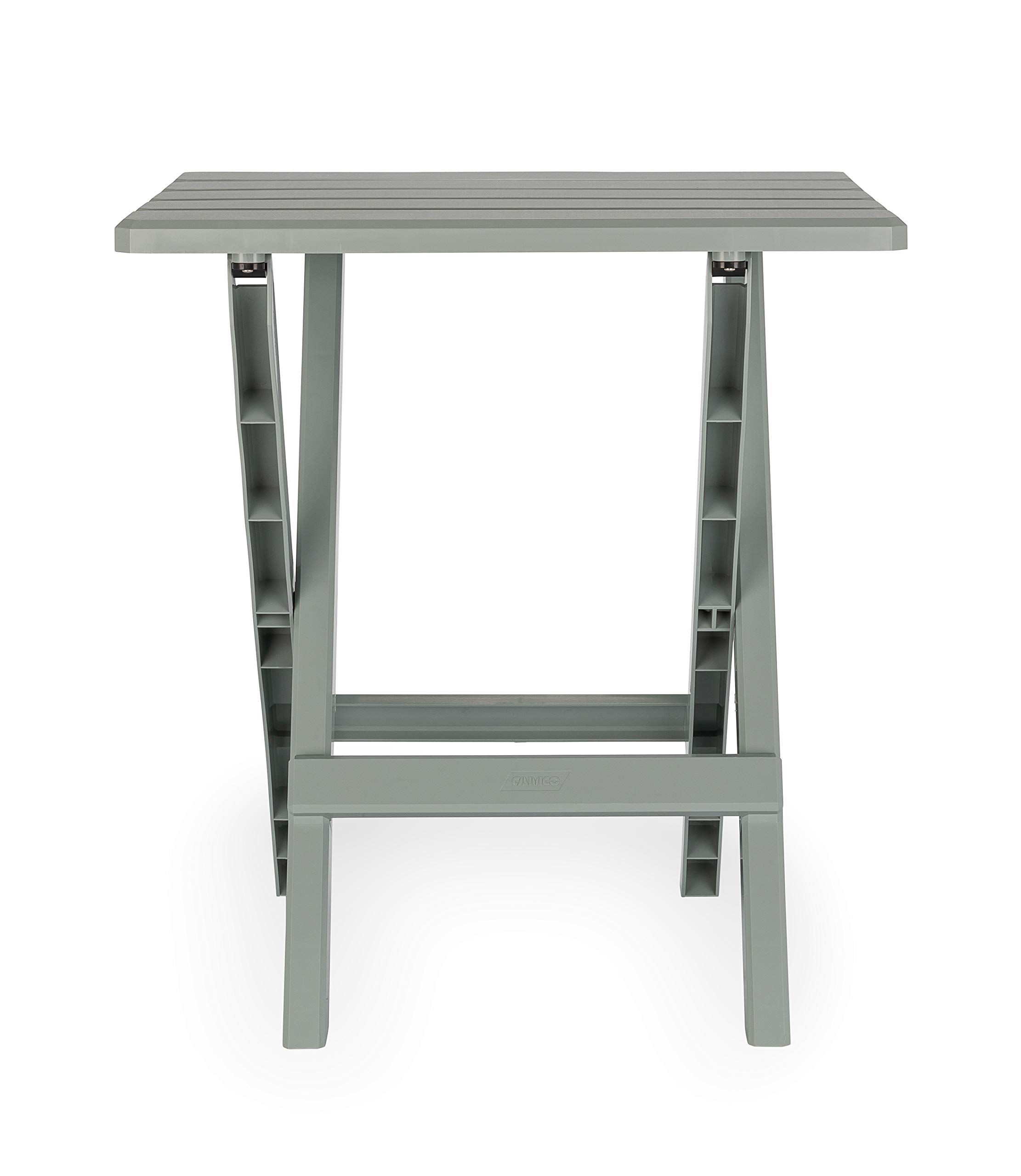 Camco Large Adirondack Portable Outdoor Folding Side Table - Perfect for The Beach, Camping, Picnics, Cookouts and More - Weatherproof and Rust Resistant - Gray (21038), Grey