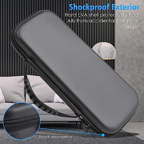 IUHOZI Hard Carrying Case and Clear TPU Soft Cover for ASUS ROG Ally Handheld , ASUS ROG Ally 2023 Travel Case with Joystick Protector (Transparent Black)