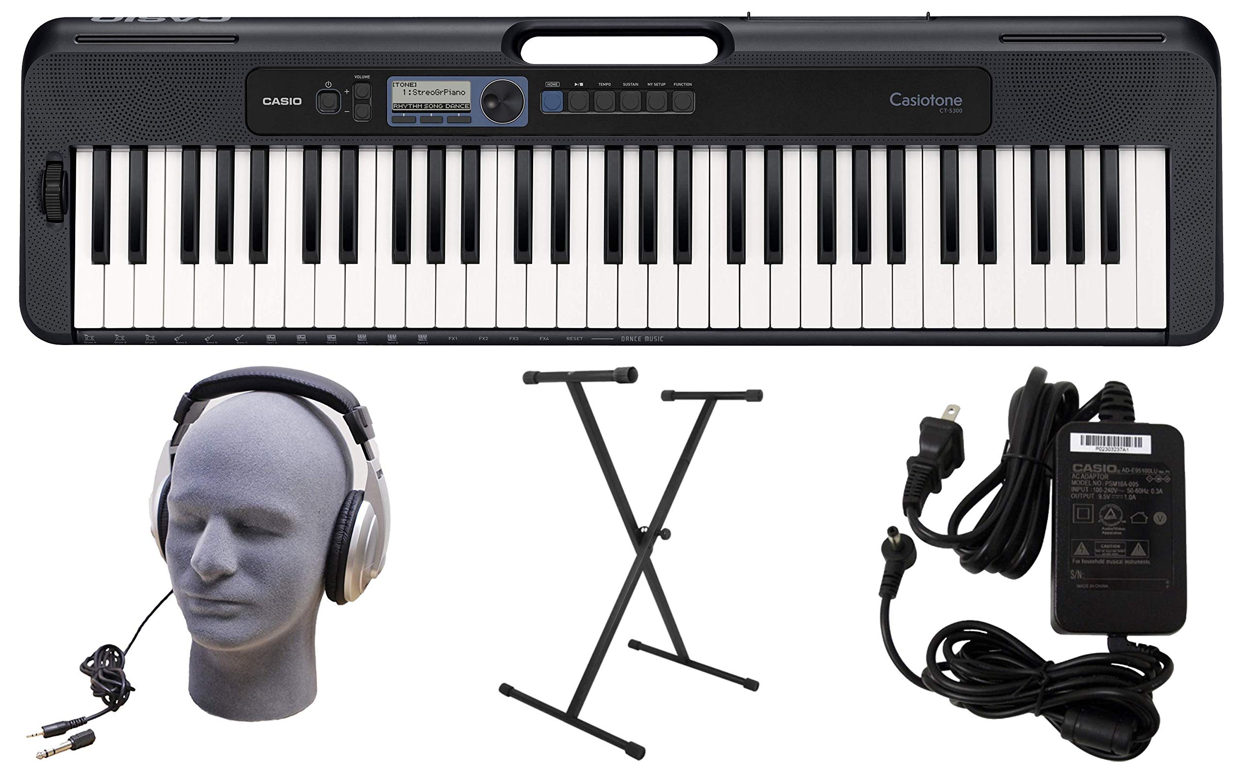 Casio CT-S300 61-Key Premium Keyboard Pack with Stand, Headphones & Power Supply (CAS CTS300 PPK) & M-Audio SP 2 - Universal Sustain Pedal, Digital Pianos & More