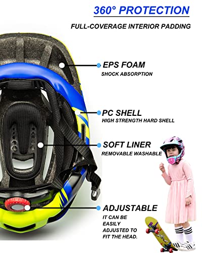 Natuway Kids Full Face HelmetS for Cycling Scooter Skateboard BMX Bike Roller-Skate Protective Gear Blue