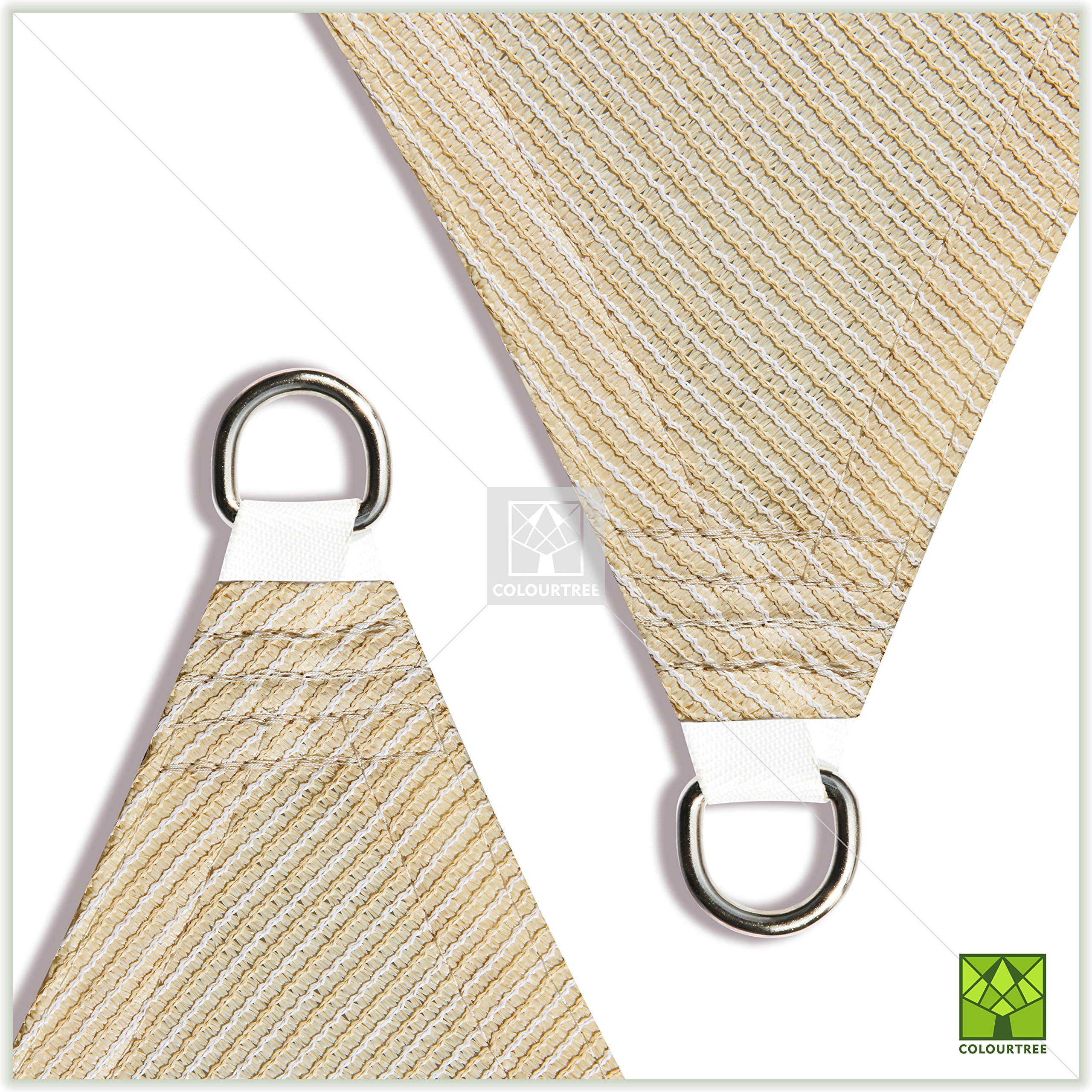 ColourTree 12' x 16' Beige Rectangle Sun Shade Sail Canopy Awning Shelter Fabric Cloth Screen - UV Block UV Resistant Heavy Duty Commercial Grade - Outdoor Patio Carport - (We Make Custom Size)