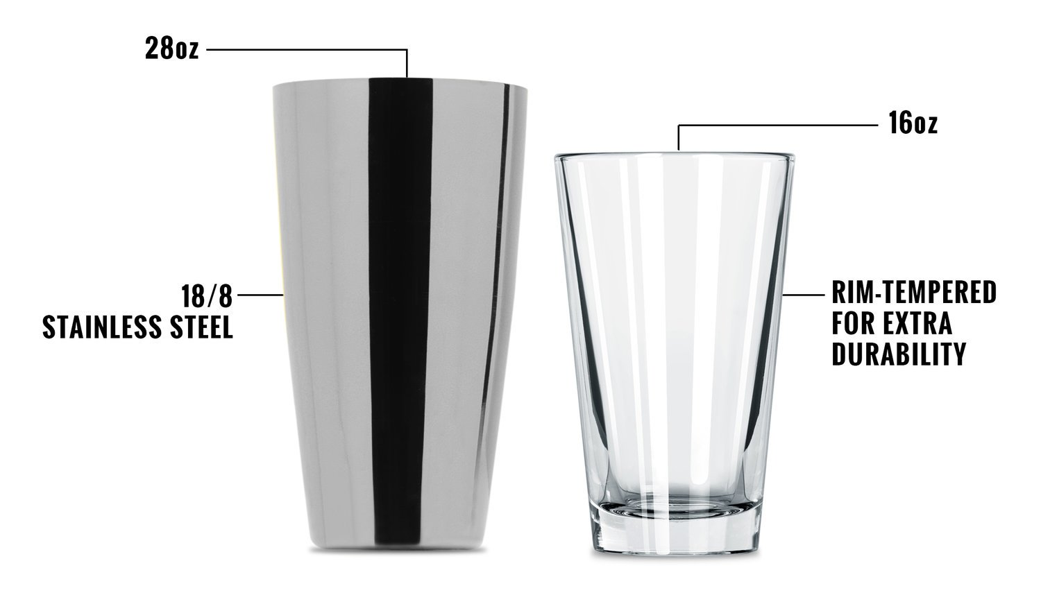 Cocktail Boston Shaker Set By Kotai (Silver)