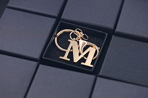 LAXPICOL Gold Letter M Keychain for Women Men Purse Handbags Metal Alphabet Initial Letter Key Ring Keychain