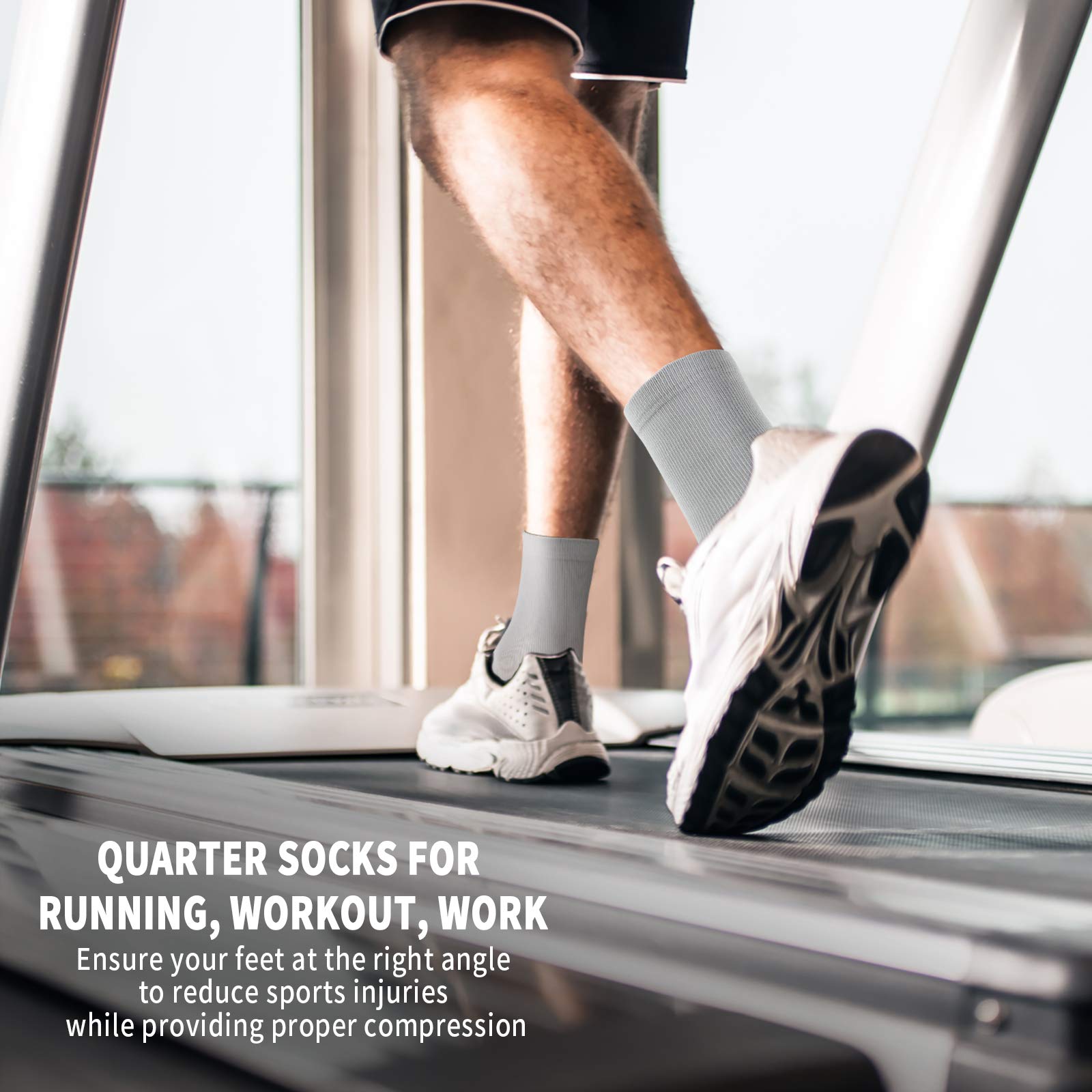 Compression Running Ankle Socks for Men and Women (6 Pairs), Quarter Athletic Socks for Running, Cycling, Golf, Work