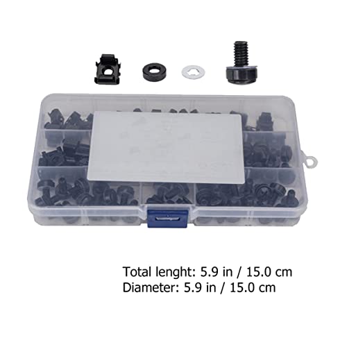 DIKACA Black Lug Nuts Rack Screws 1 set Studs Nuts& Nuts Screws Server Rack Gaskets Replacement Square Cabinet Cage Computer Insert Mount Accessory Black Lug Nuts Rack Screws