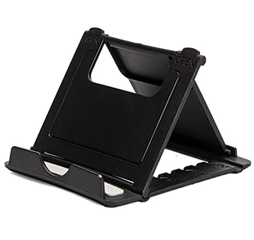 JUSDIQIR Cell Phone Stand for Desk Mobile Phone Holders Desktop Tablet Stand, Foldable Phone Dock Universal Adjustable Tablet Stand for Desk Compatible with Cell Phone Support (Black)