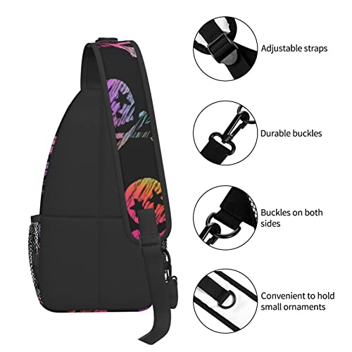 Grafffery Colorful Skull Crossbody Sling Backpack For Men Women,Shoulder Chest Daypack Bag For Travel Hiking