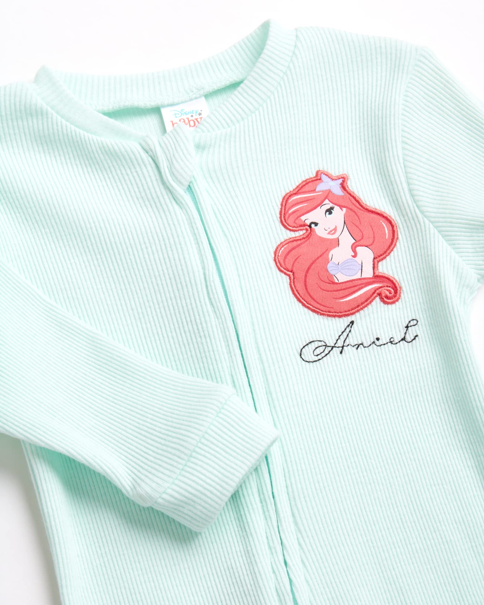 Disney Baby Girls' Minnie Mouse Romper - 2 Pack Footed Bodysuit Coveralls (0-9M), Size 6-9 Months, Pink Ariel Mermaid