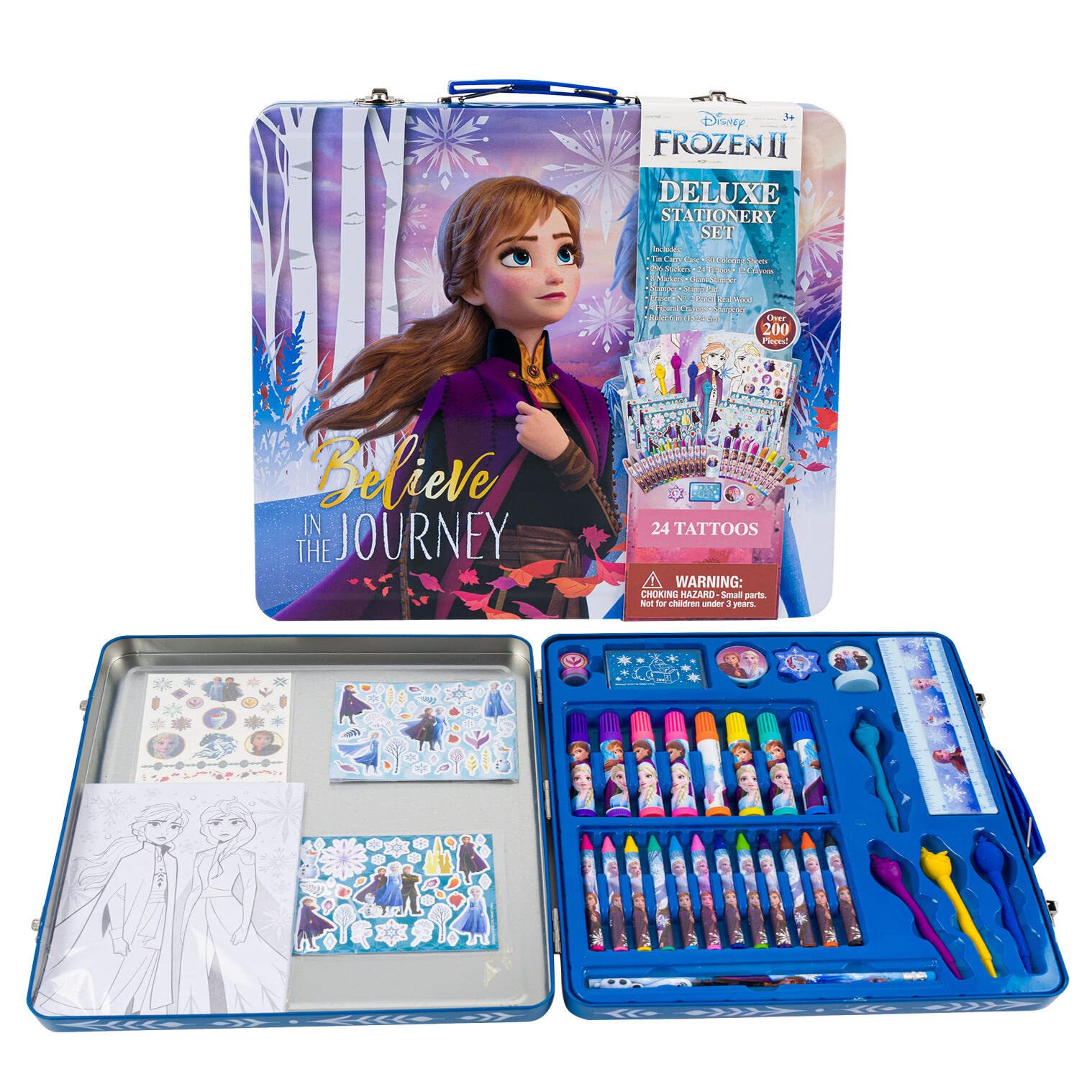Disney Frozen 2 Kids Coloring Activity Set with Carrying Tin- Deluxe - Coloring Sheets, Tattoos, Stickers, & Art Supplies