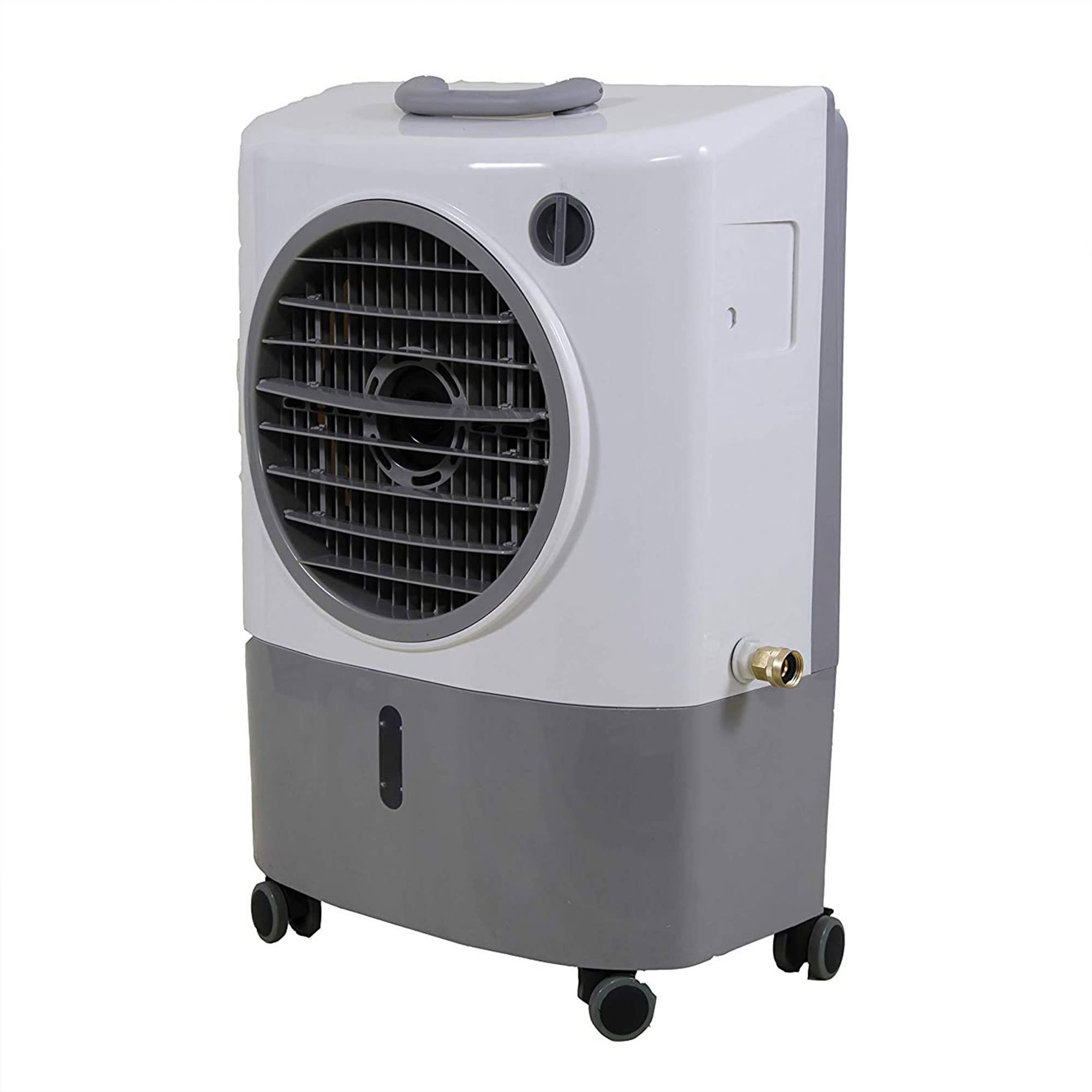 Hessaire Portable Heavy Duty Outdoor Evaporative Air Cooler Humidifier with High Density Grid Media Pad and Water Level Display, White