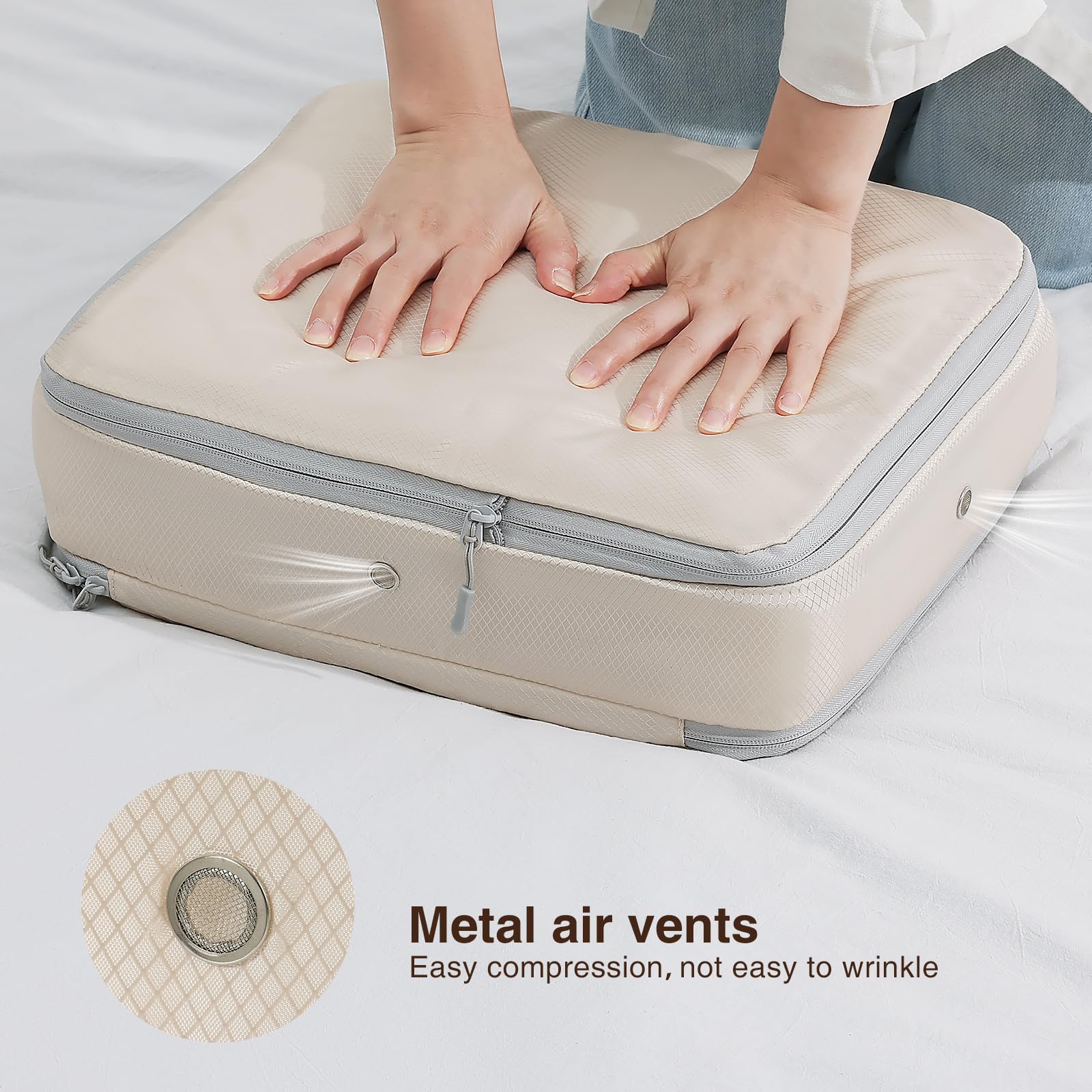 DIMJ Clothes Storage Bag 8 Pack, 19L Compression Storage Bags for Sweater, Closet, Sheet Storage Organizer with Window Handle, Compression Packing Cubes Space Saver Storage Bags with Zipper