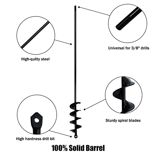 Extended Garden Auger Spiral Drill Bit 2”x30”, Spiral Hole Drill Planter, - No Need to Squat for Garden Planting Bulb & Bedding Plant Augers, Hole Digging Planting Tool for 3/8" Hex Drive Drill