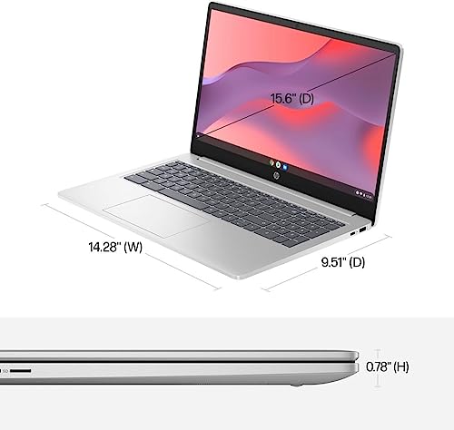 HP 15.6" HD Chromebook Laptop for Student and Business, Intel Processor N200, 8GB RAM 128GB Storage(64GB eMMC + 5ave 64GB Flash Memory), Intel UHD Graphics, Wi-Fi, Bluetooth, HDMI, Chrome Os, Silver