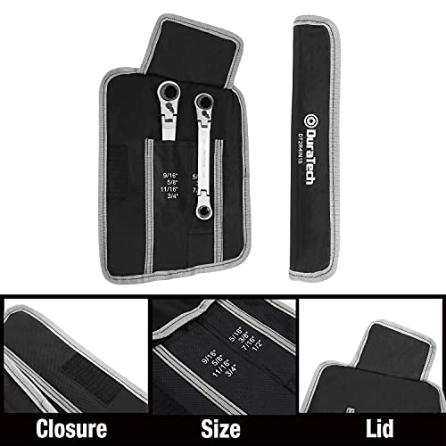 DURATECH 4-in-1 Flex-Head Reversible Ratcheting Box Wrench Set, SAE, 2-Piece, 5/16'' to 3/4'', 12 Point, CR-V, with Rolling Pouch