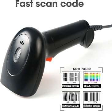 Handheld USB Barcode Scanner Wired Automatic 1D Bar Code Reader for Supermarket, Convenience Store, Warehouse