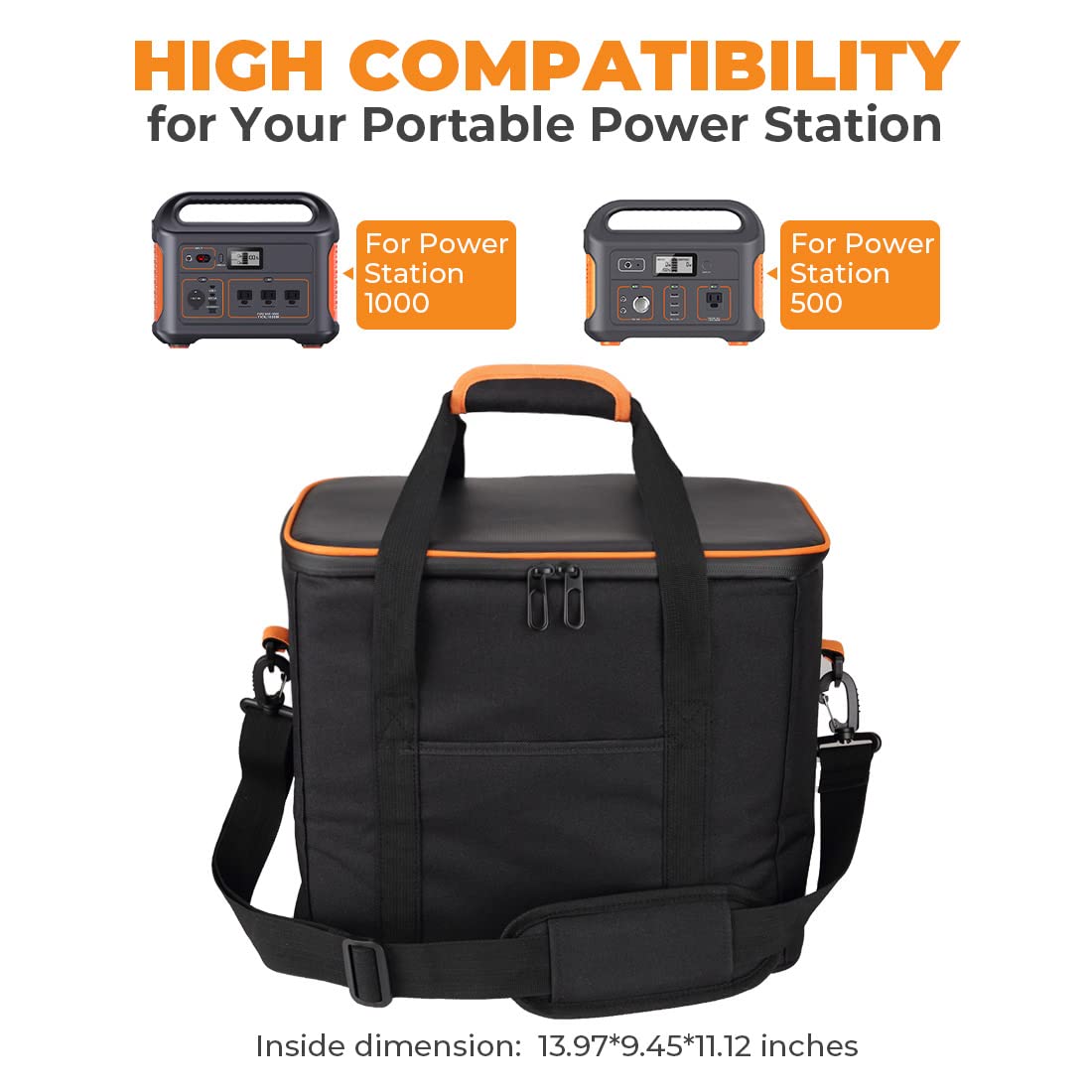 BougeRV Carrying Case Power Station1100Wh 286Wh, Flash-300 Explorer 1000 500 Power Station, for EB70, for EB55, for River Max, Large Power Station Bag, Oxford 600D Power Pack, Black