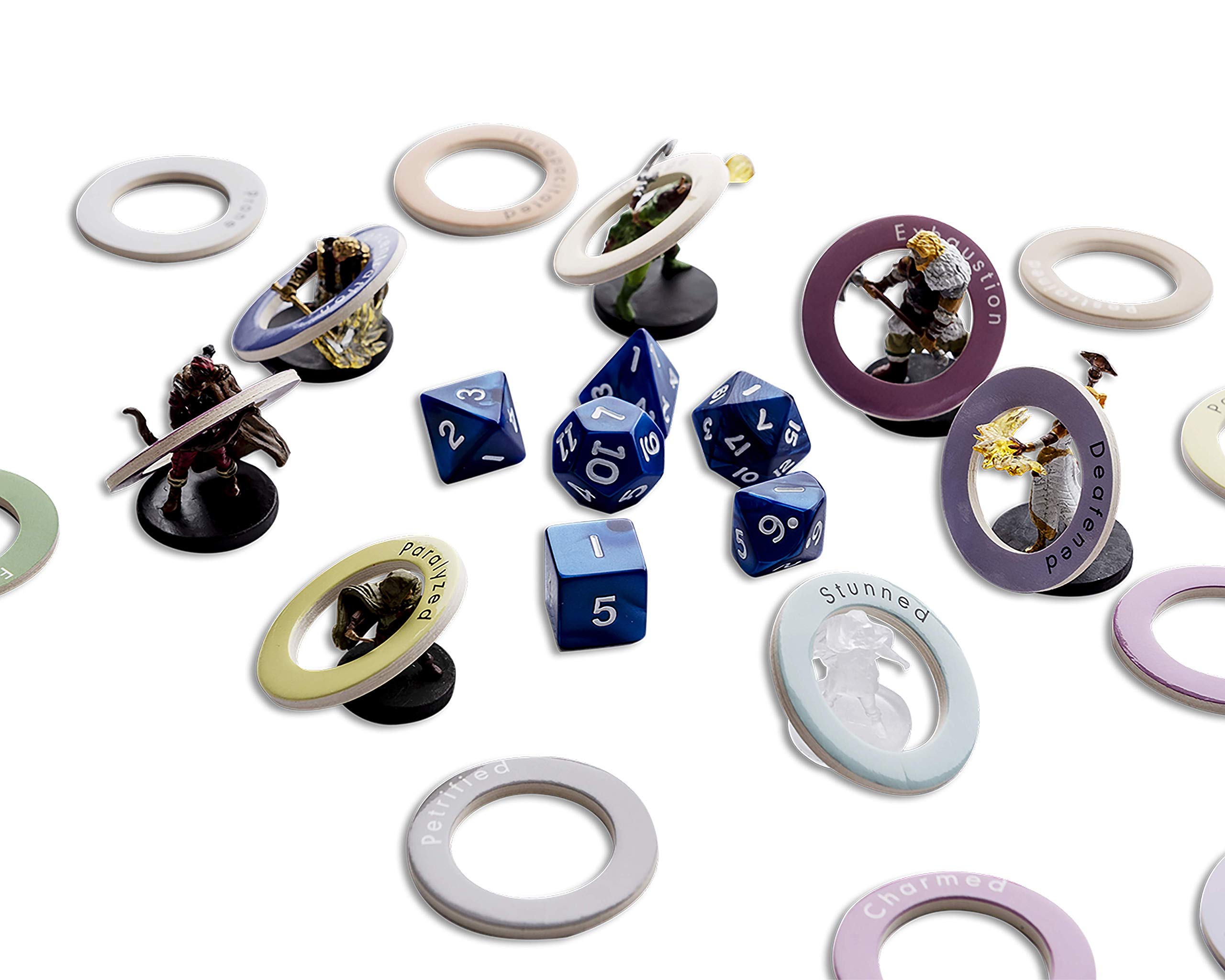 Hexers RPG Status Markers, Track Conditions Effects Spells with Simple Rings, Compatible with Dungeons and Dragons D&D DND Pathfinder Role-Playing, 80 pcs, Dry Erase Customizable