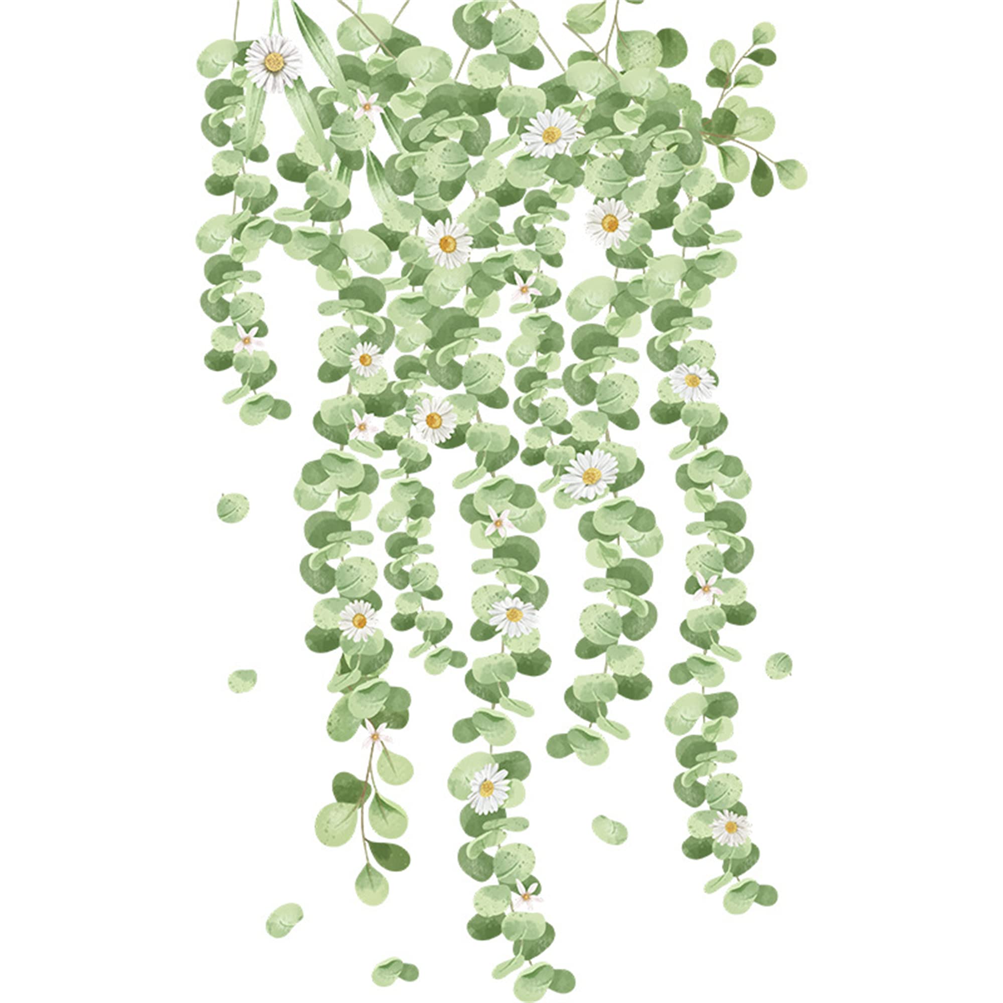 Hanging Vine Ivy Daisy Wall Decals Flower Wall Stickers Bedroom Living Room TV Wall Door Decor Murals (Hanging Vine Ivy Daisy)