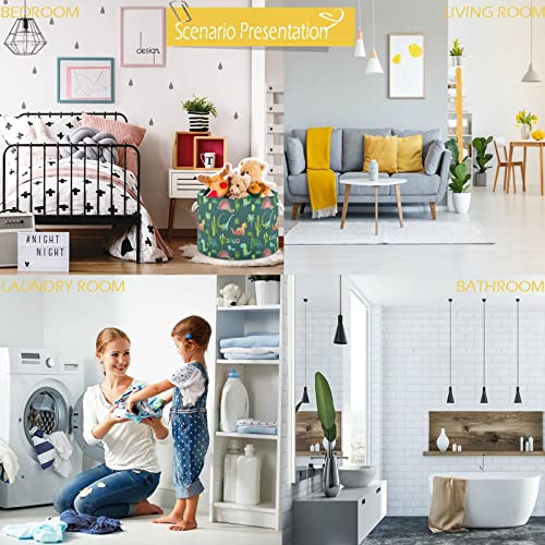 visesunny Funny Cartoon Dinosaur Cactus Laundry Baskets Fabric Storage Bin Storage Box Collapsible Storage Basket Toy Clothes Shelves Basket for Bathroom,Bedroom,Nursery,Closet,Office