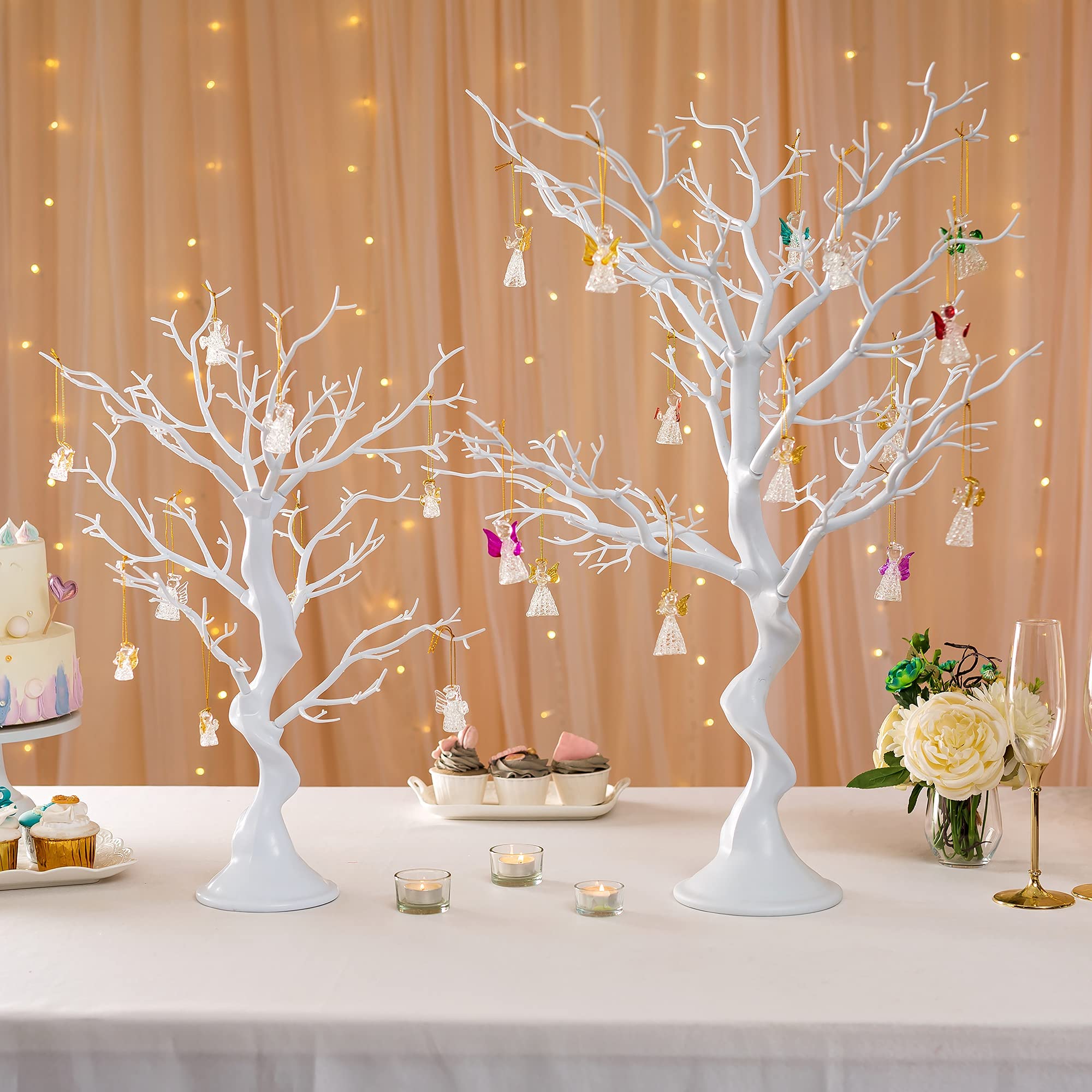 Sziqiqi Small Artificial Tree for Table Centerpiece White Fake Trees 1.9FT Faux Tree for Wedding Party Birthday Garden Home Christmas Decorations Indoor Outdoor