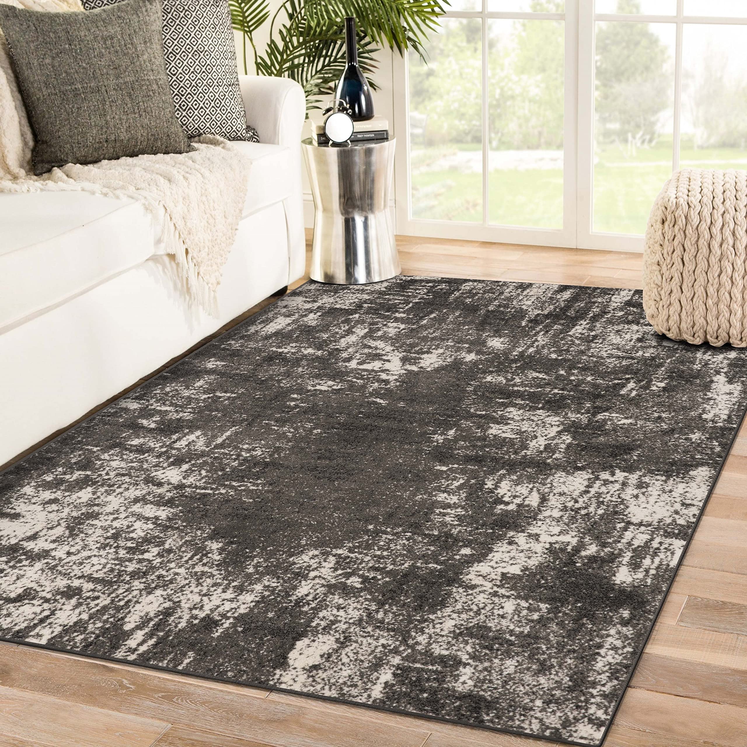 LUXE WEAVERS Lagos Collection Dark Grey 2x3 Abstract Area Rug